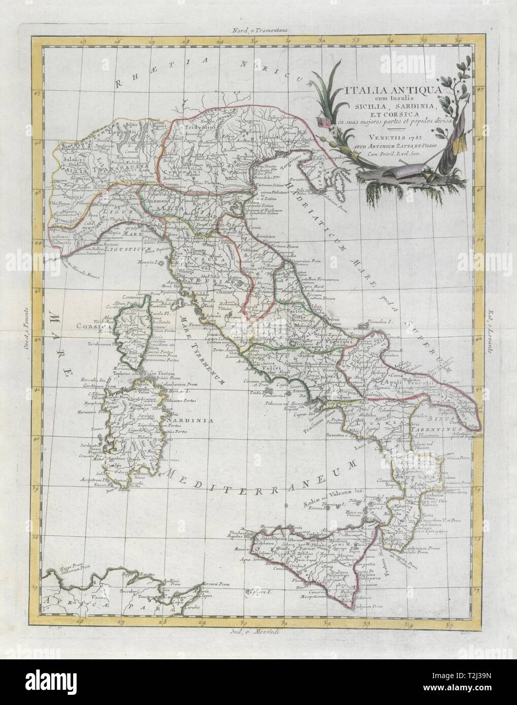 "Italia Antiqua cum insuli Sicilia, Sardinia…". Ancient Italy. ZATTA ...