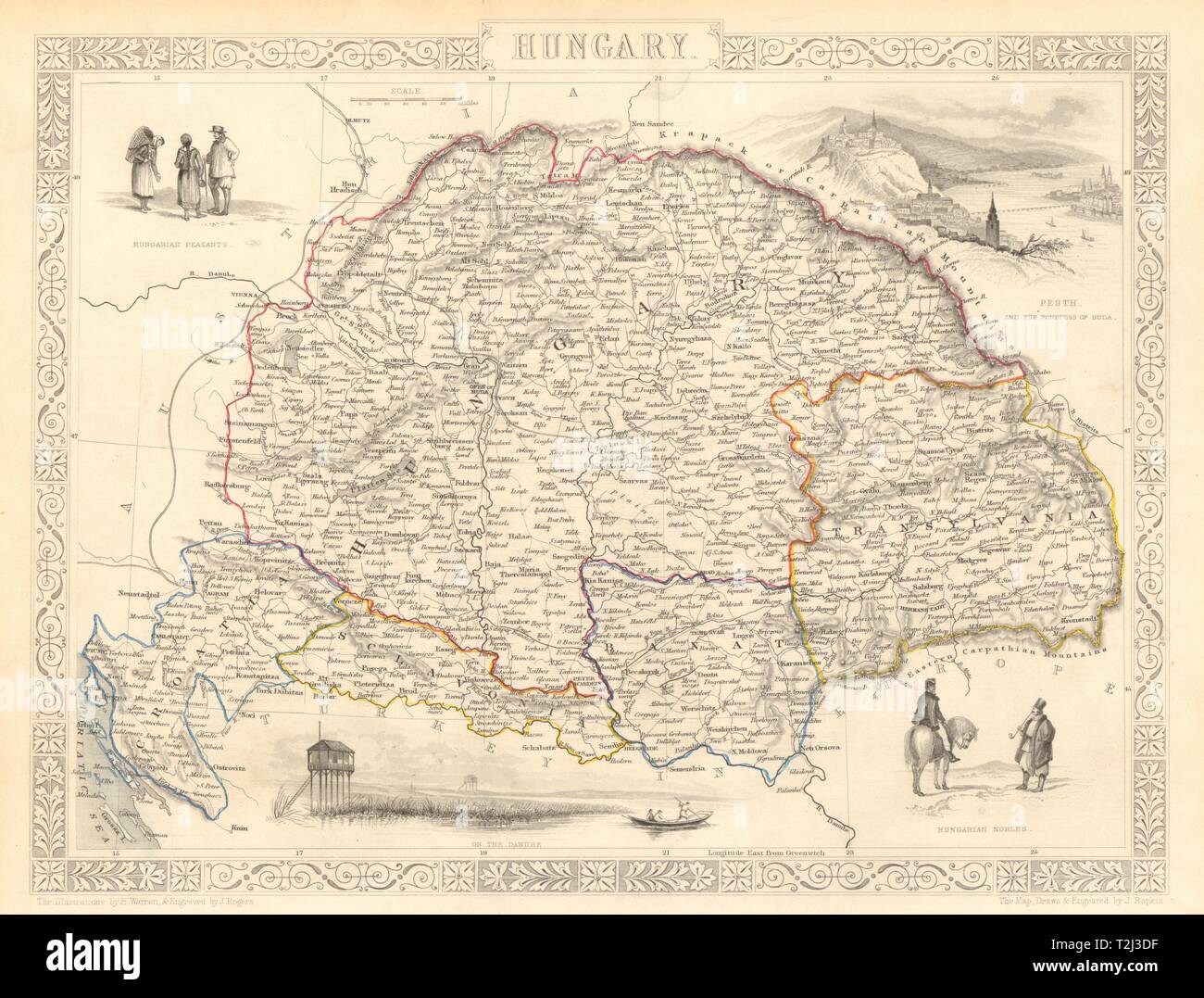 HUNGARY. Buda/Pesth view. Banat Sclavonia Transylvania. TALLIS & RAPKIN ...