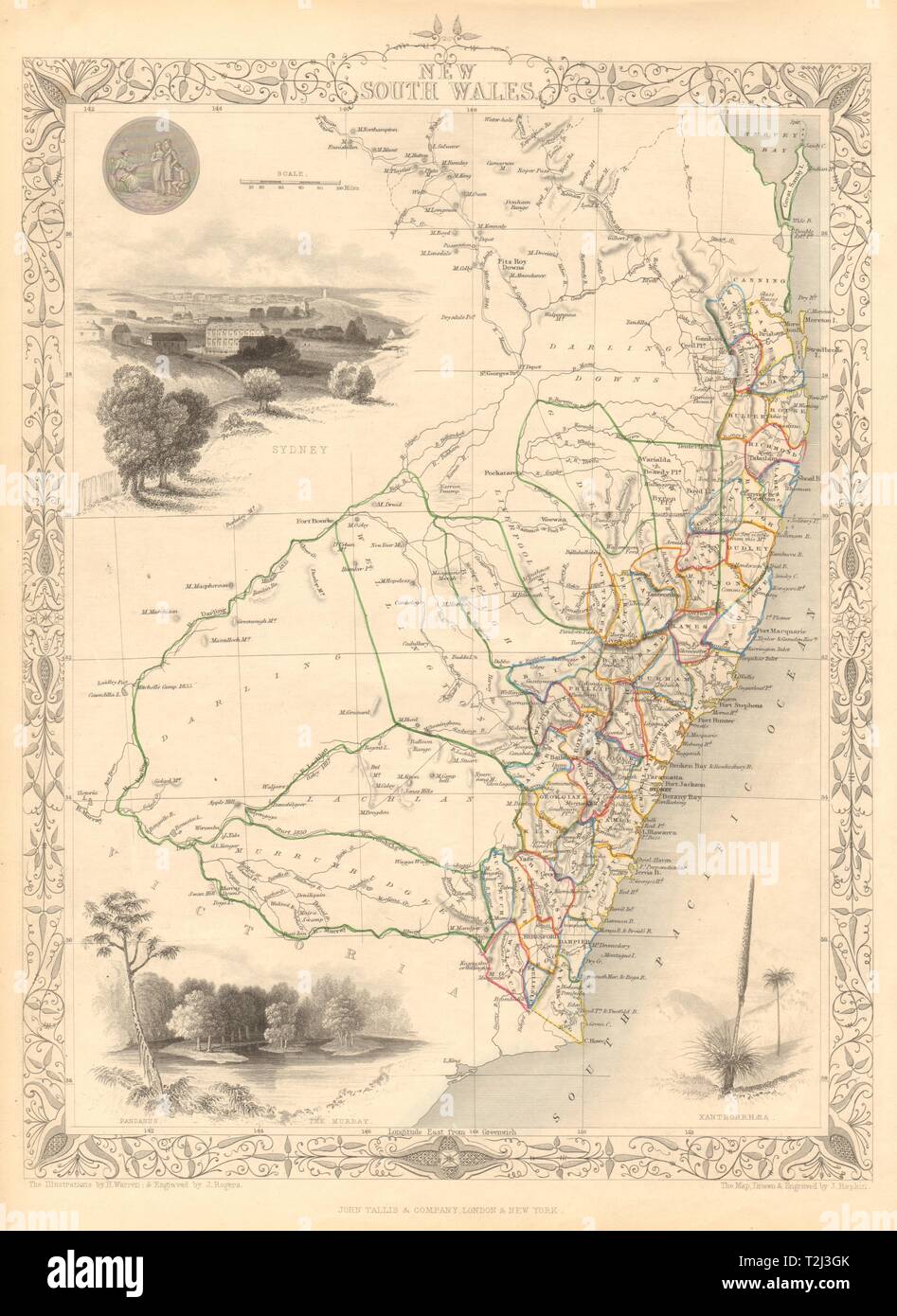 NEW SOUTH WALES. w/ Mitchell/Leichhardt explorers routes. RAPKIN/TALLIS ...