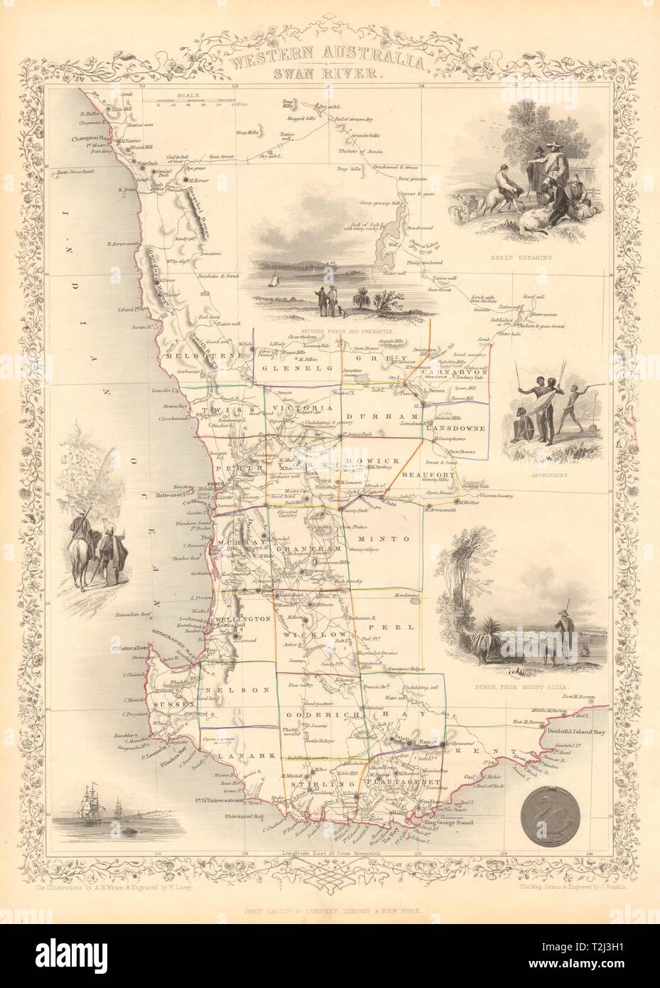 WESTERN AUSTRALIA,SWAN RIVER.Helpman Gregory Gray routes. RAPKIN/TALLIS ...
