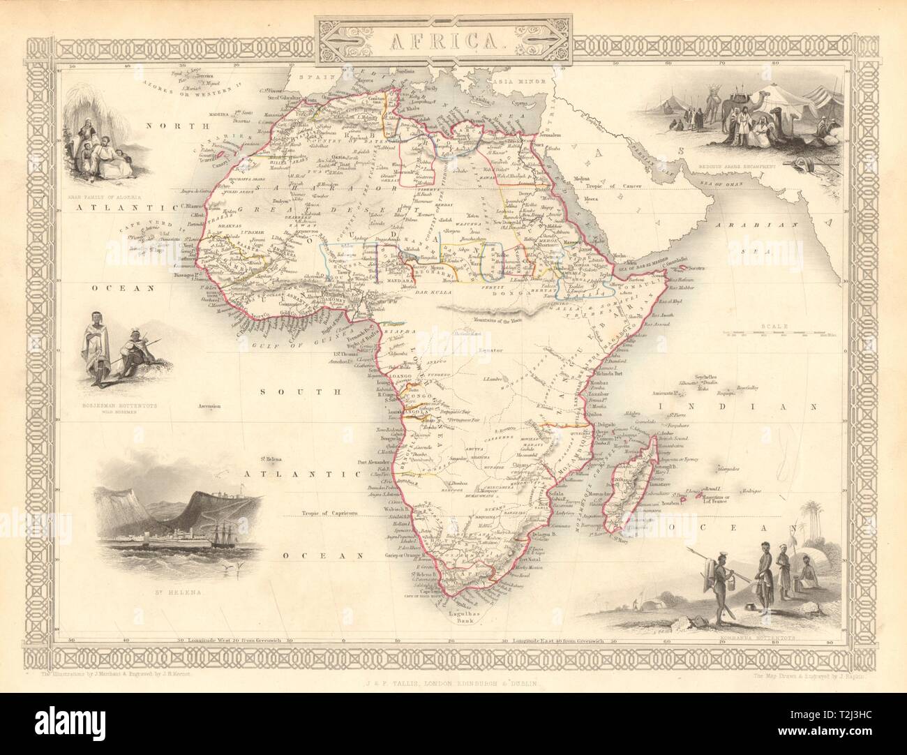 AFRICA. Shows Mountains of Kong/the Moon. Caravan routes. RAPKIN/TALLIS ...