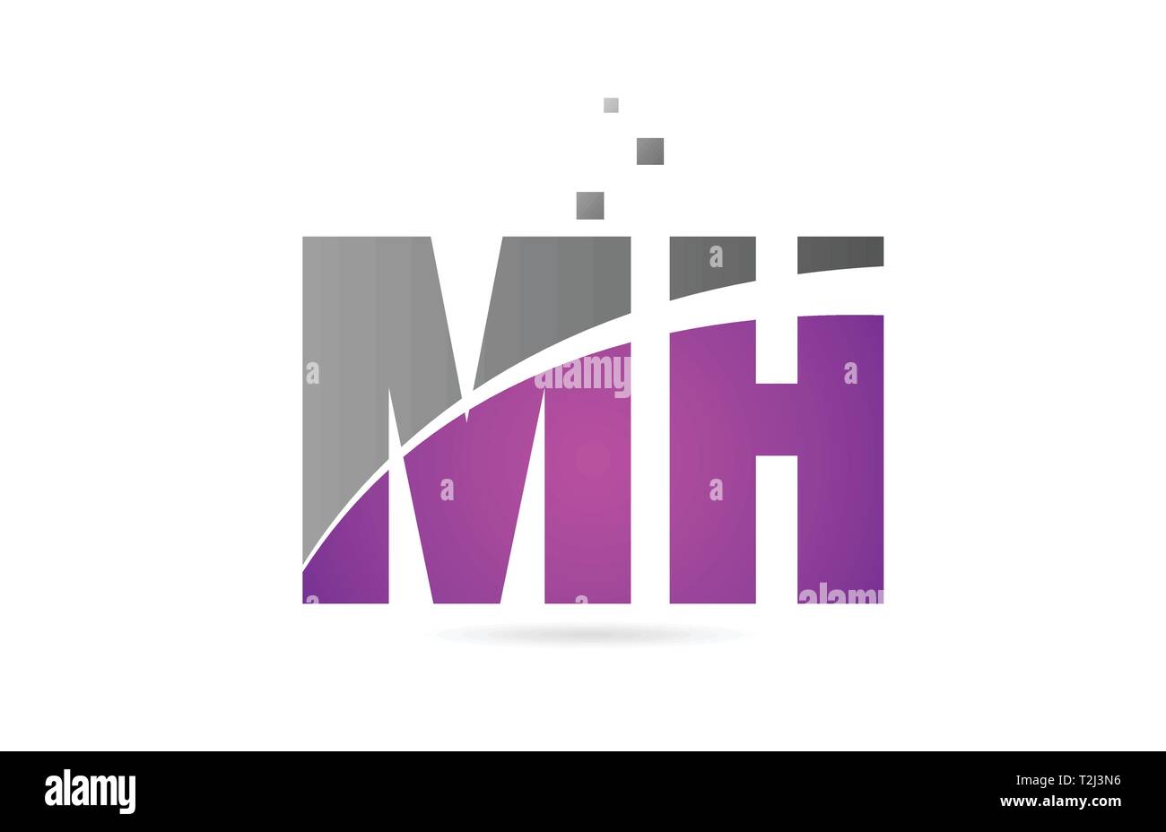 pink grey alphabet letter MH M H logo combination design suitable for a ...