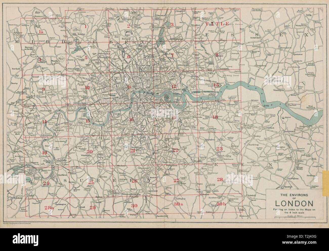 GREATER LONDON ENVIRONS. General Index map to 4 inch scale maps. BACON ...