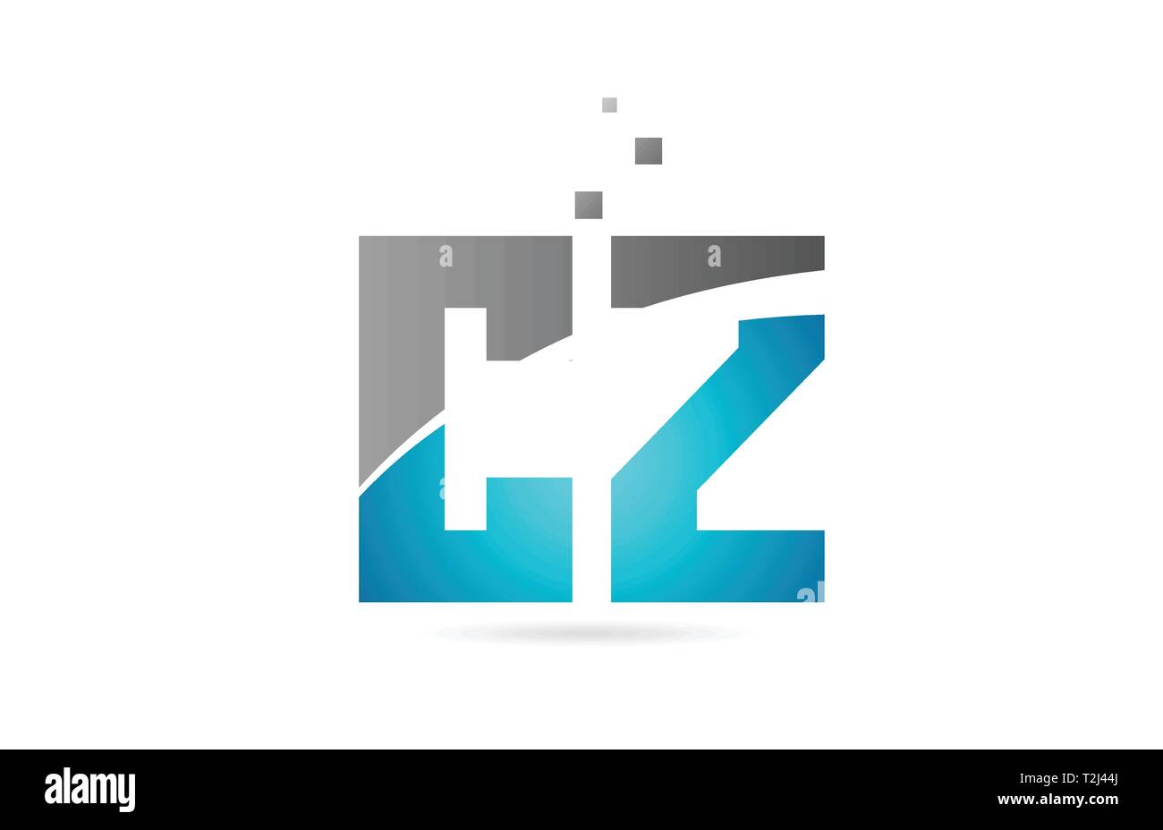 blue grey alphabet letter CZ C Z logo combination design suitable for a ...