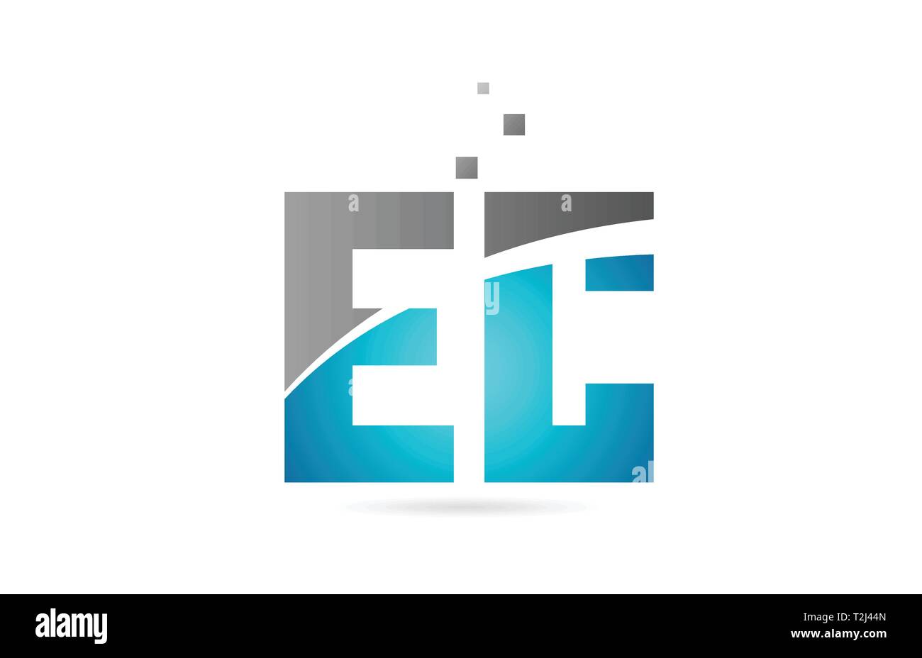 blue grey alphabet letter EC E C logo combination design suitable for a ...