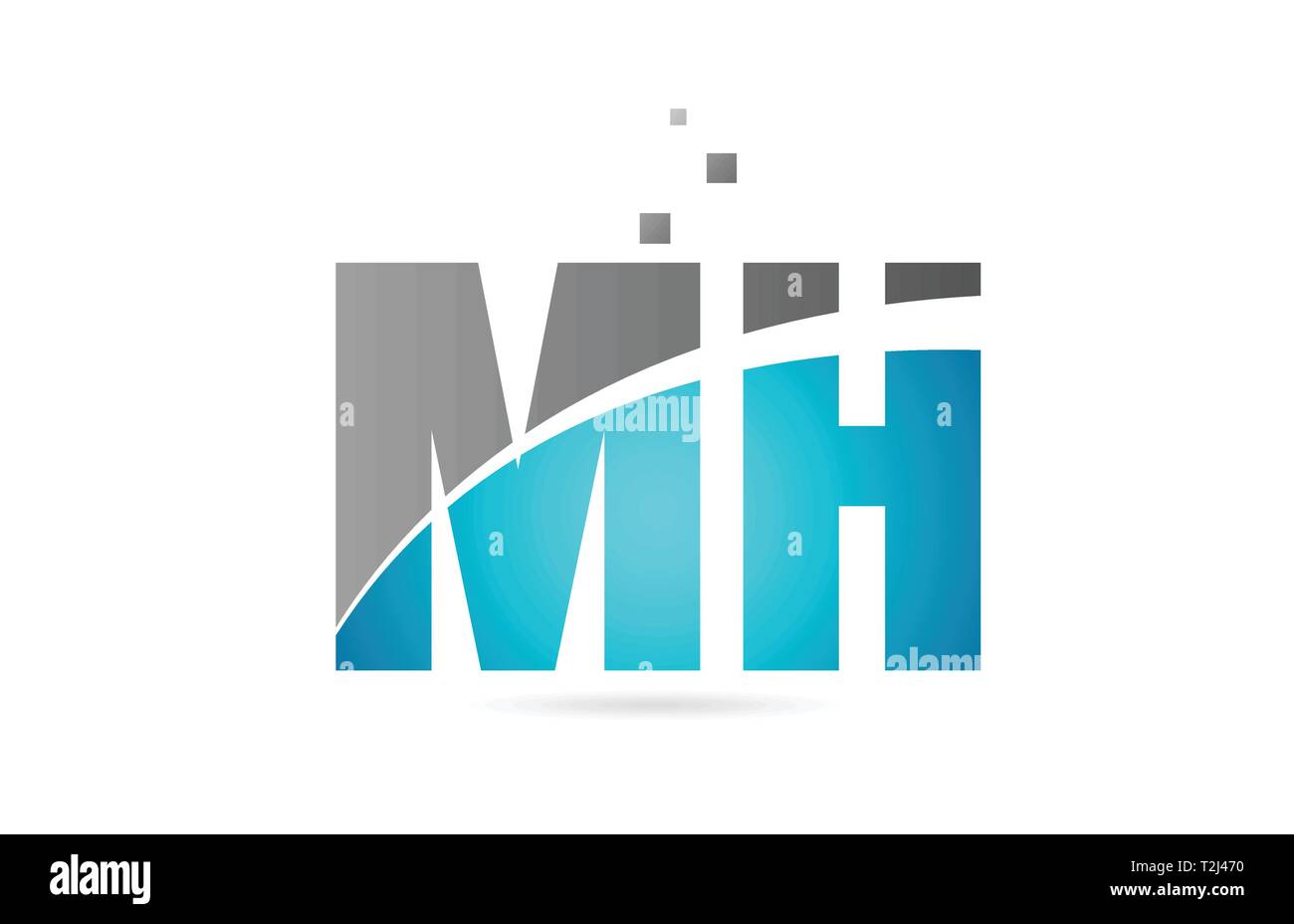 blue grey alphabet letter MH M H logo combination design suitable for a ...
