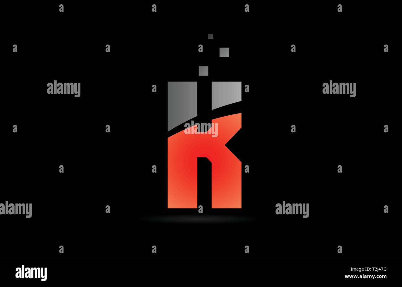 orange grey on black background alphabet letter K logo design suitable ...