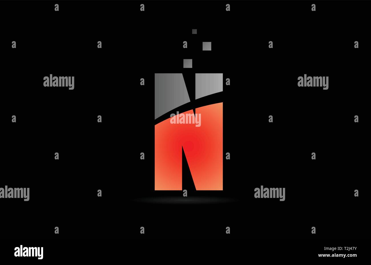 orange grey on black background alphabet letter N logo design suitable ...