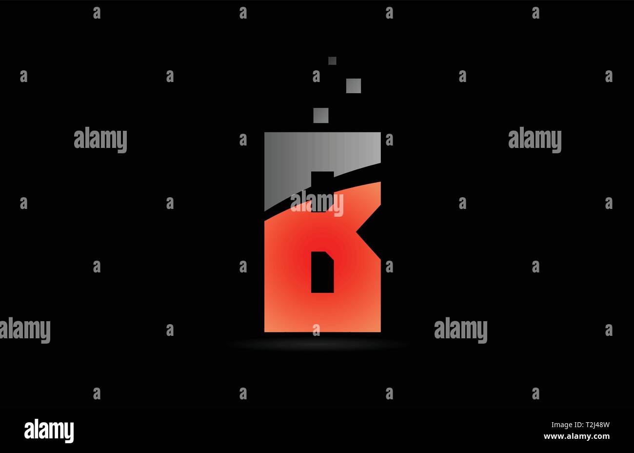 orange grey on black background alphabet letter B logo design suitable ...