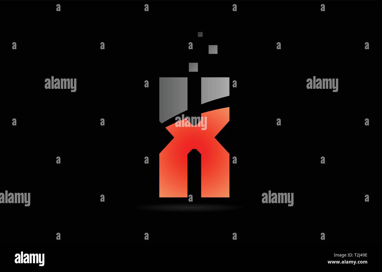 orange grey on black background alphabet letter X logo design suitable ...