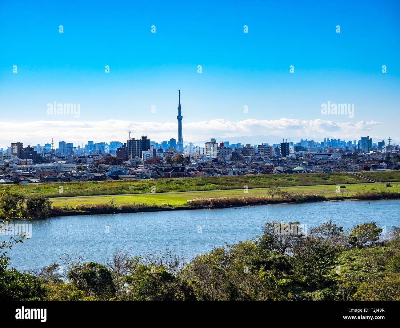 Looking across the Edo River (edogawa - 江戸川) into Tokyo Stock Photo - Alamy