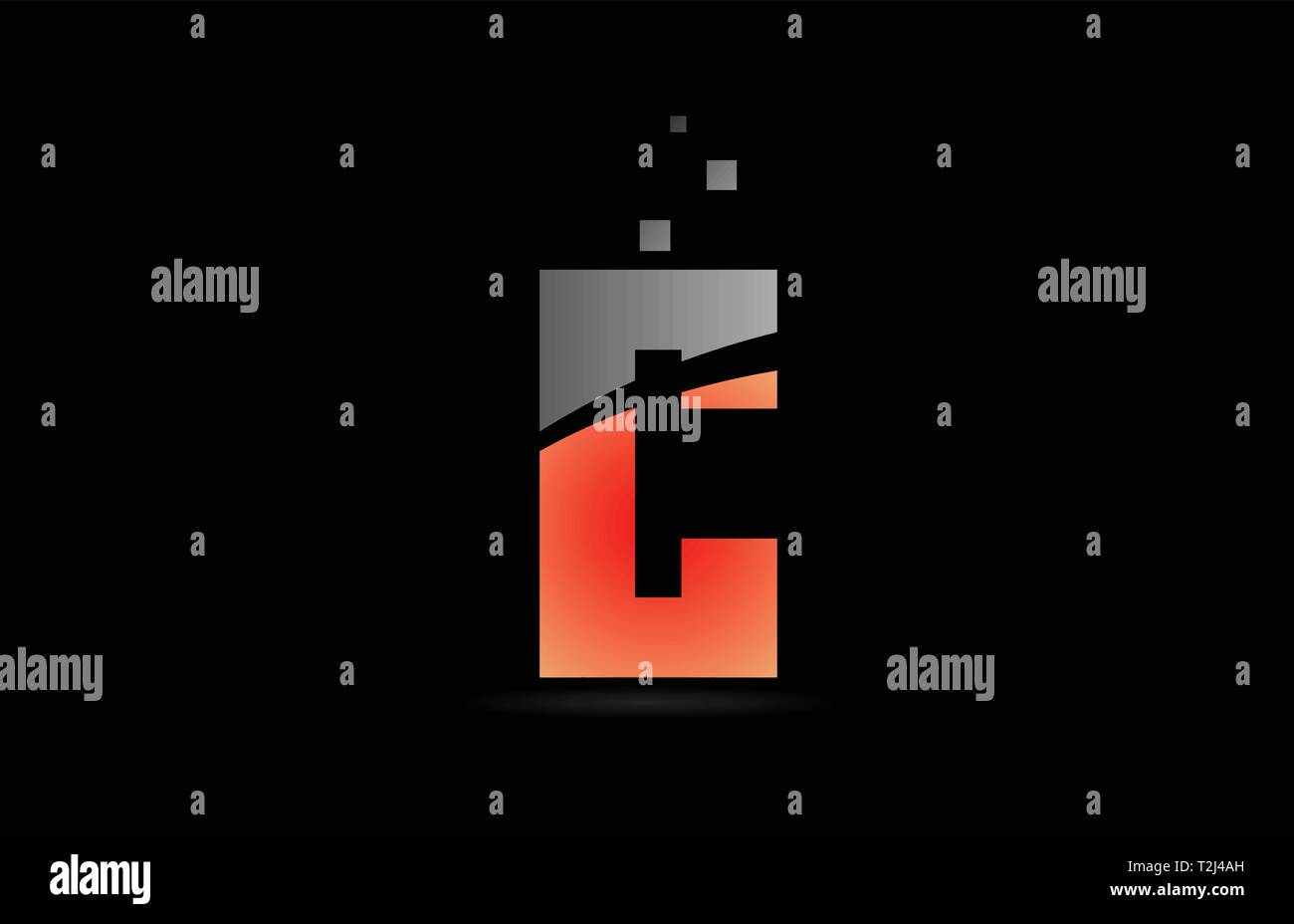 orange grey on black background alphabet letter C logo design suitable ...