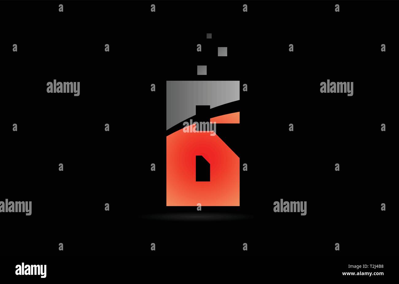 orange grey on black background number 6 logo design suitable for a company or business Stock ...