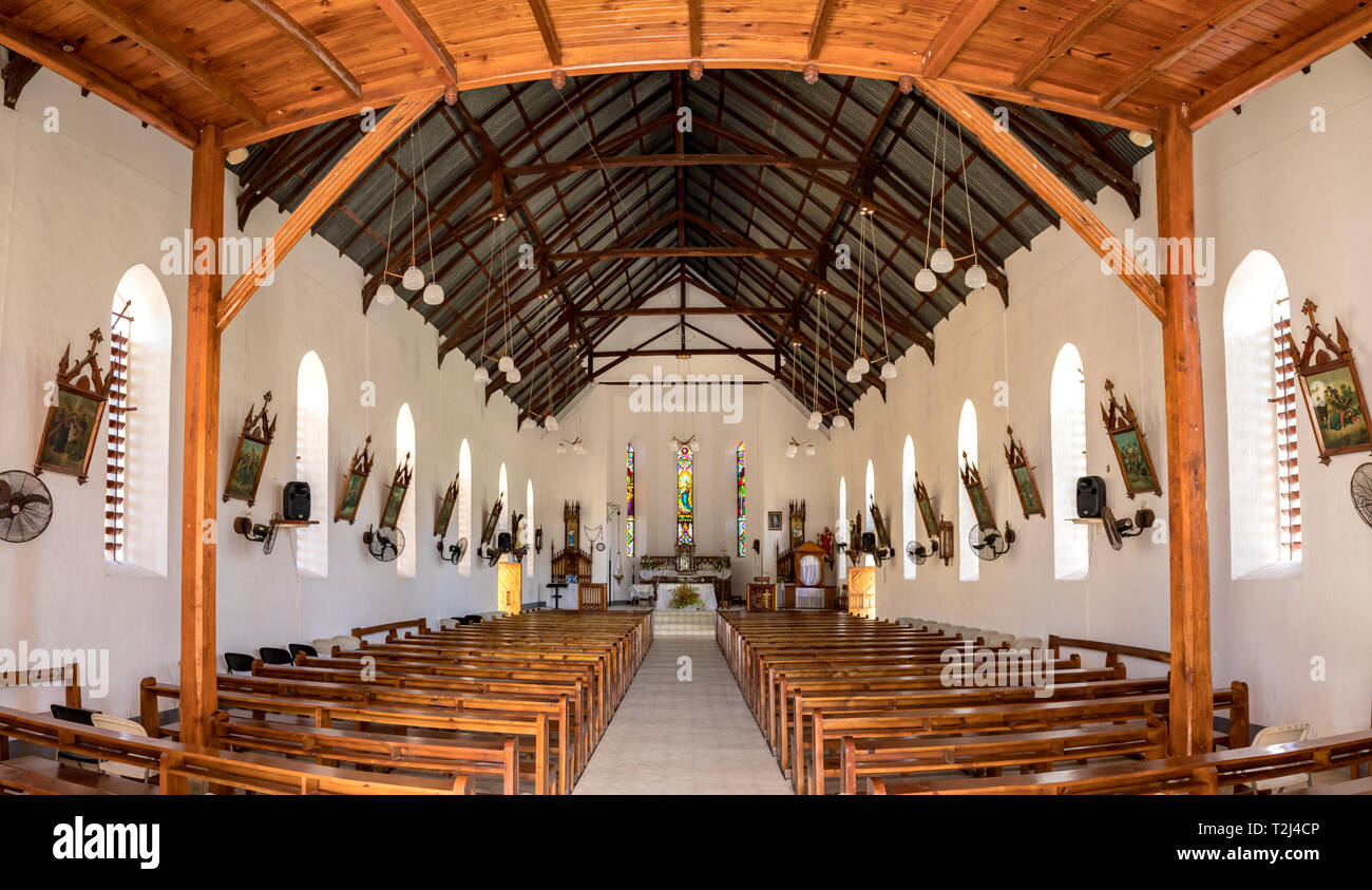 La Dique, Seychelles - February 4th, 2019: Interior of the Notre Dame ...