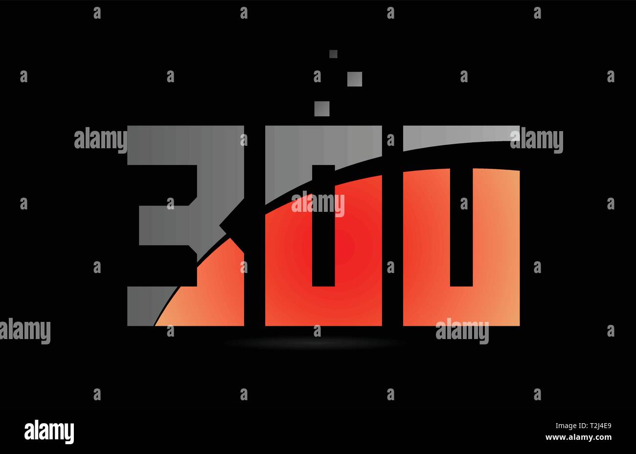 orange grey on black background number 300 logo design suitable for a ...