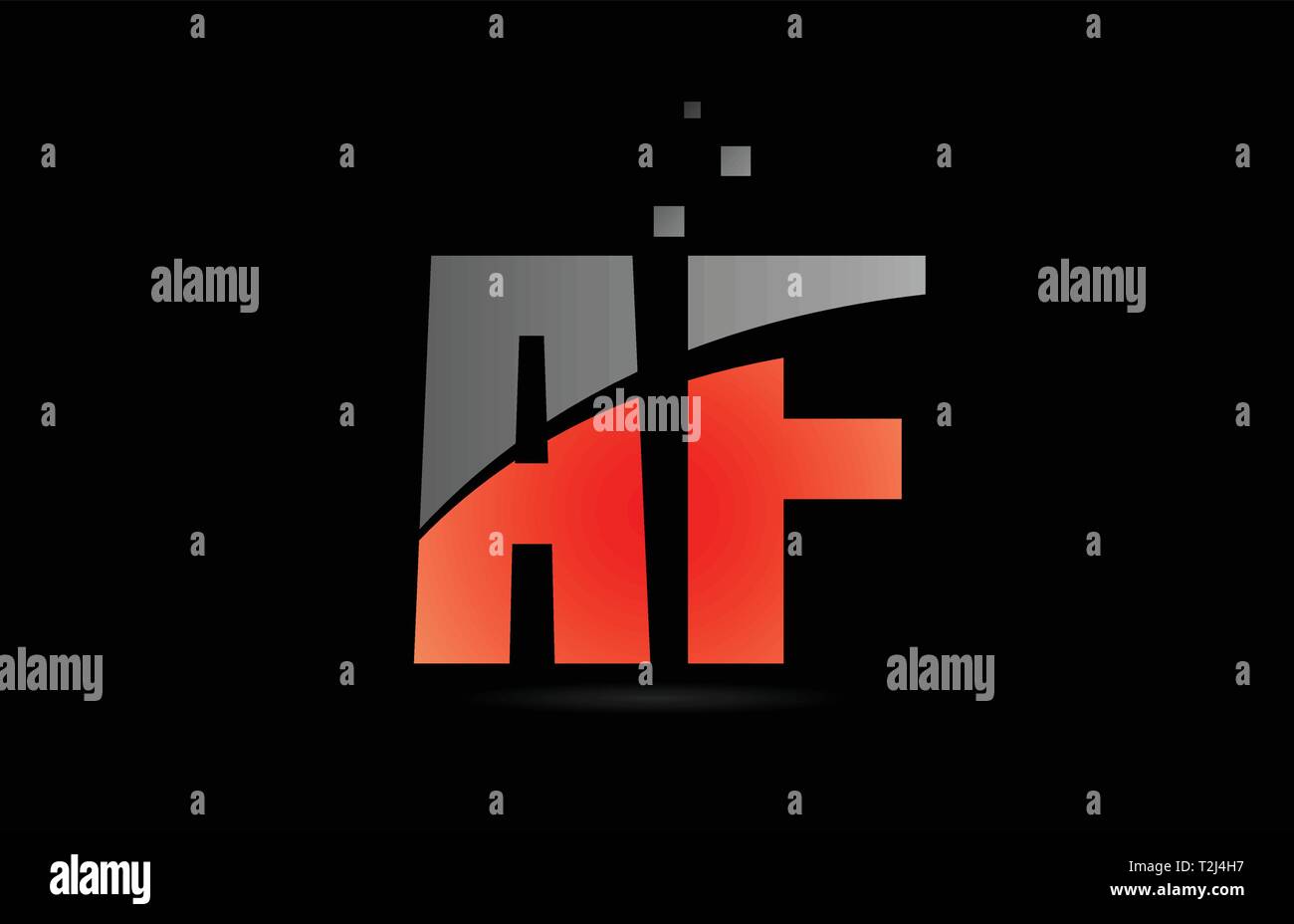 orange grey on black background alphabet letter AF A F logo combination ...