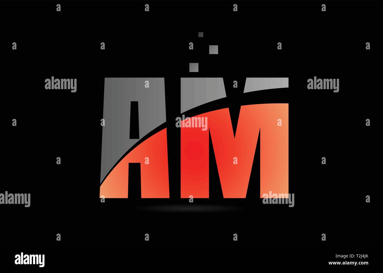 orange grey on black background alphabet letter AM A M logo combination ...