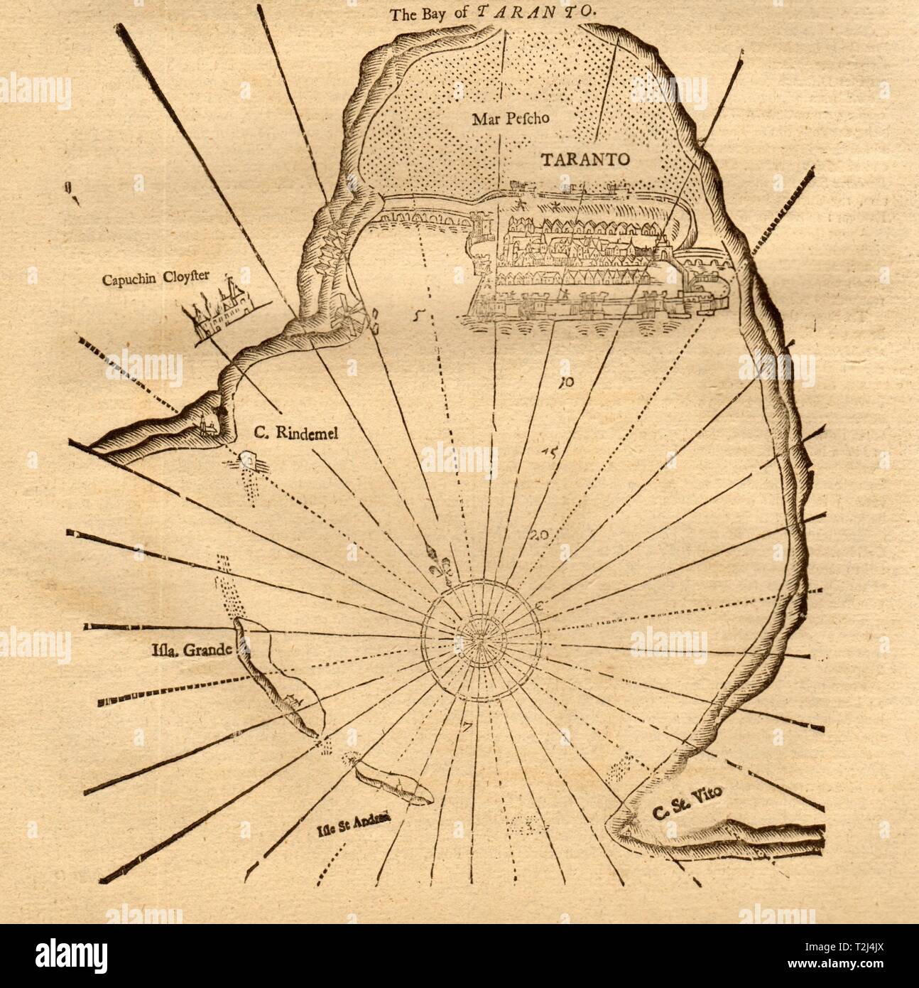 "The bay of Taranto". Isola di San Pietro. MOUNT & PAGE sea chart 1747 ...