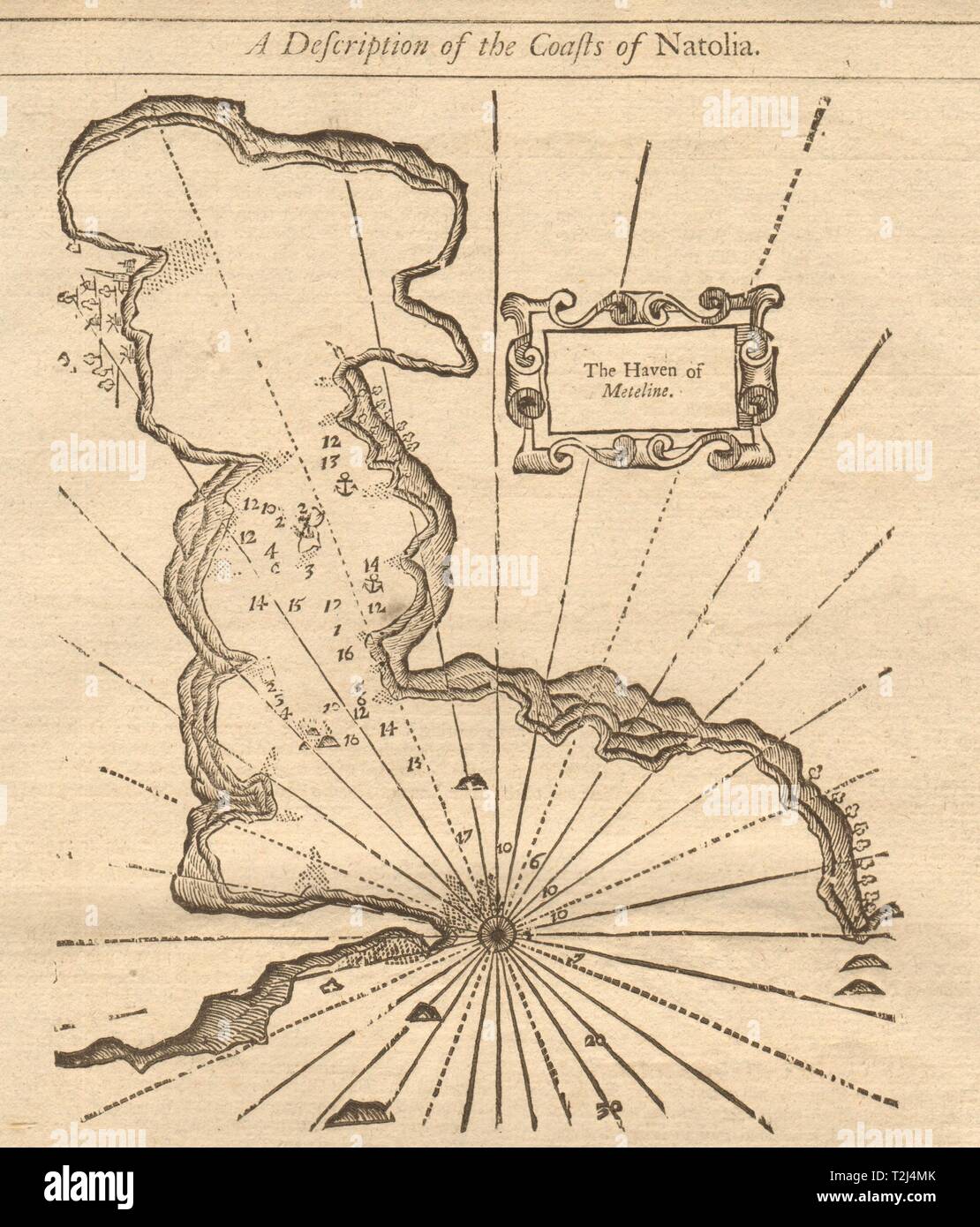 "The Haven of Meteline". Lesbos Lesvos Mytilini. MOUNT & PAGE sea chart ...