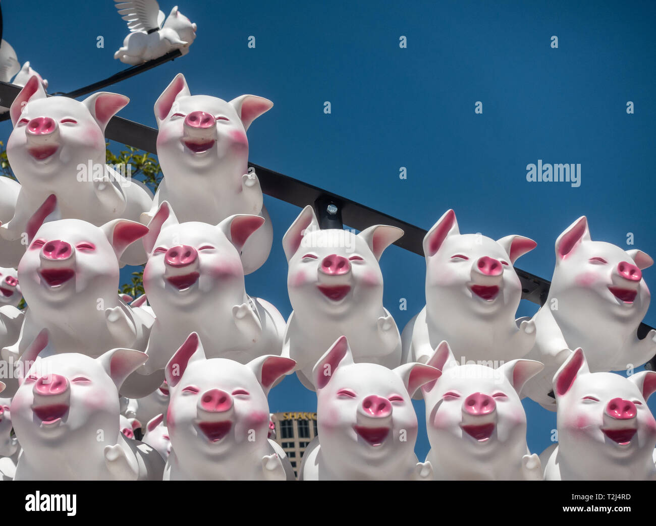 Sydney, Australia - February 9, 2019: Closeup of large display of 12 ...