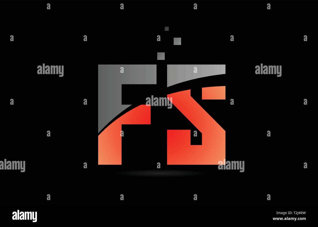 orange grey on black background alphabet letter FS F S logo combination ...