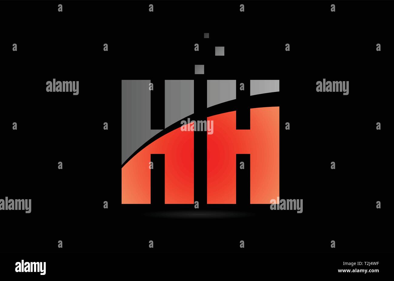 orange grey on black background alphabet letter HH H H logo combination ...