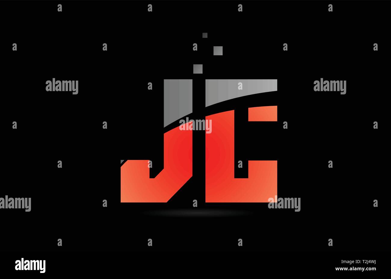 orange grey on black background alphabet letter JC J C logo combination ...