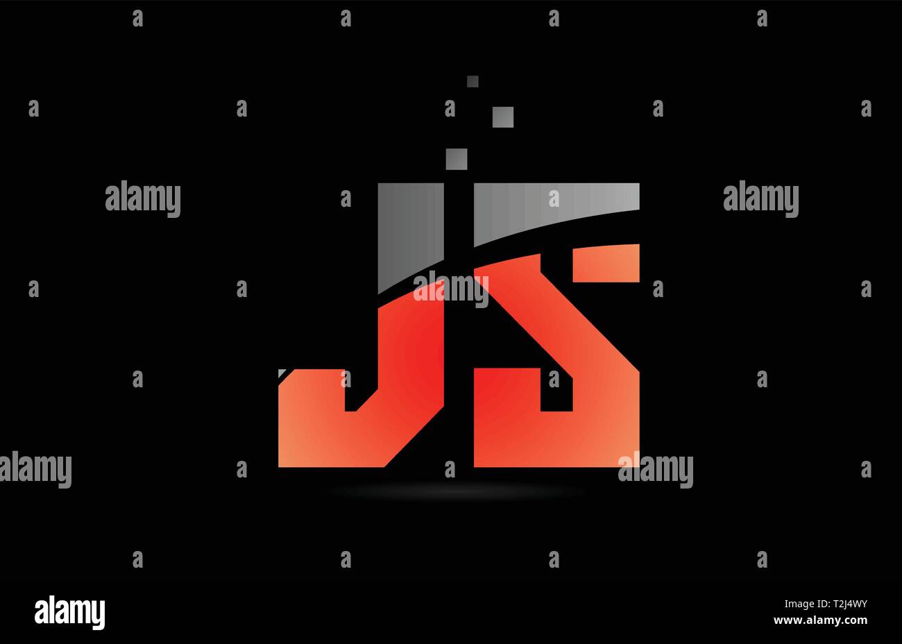 orange grey on black background alphabet letter JS J S logo combination ...