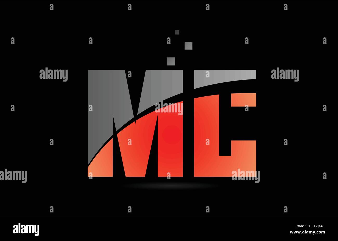 orange grey on black background alphabet letter MC M C logo combination ...