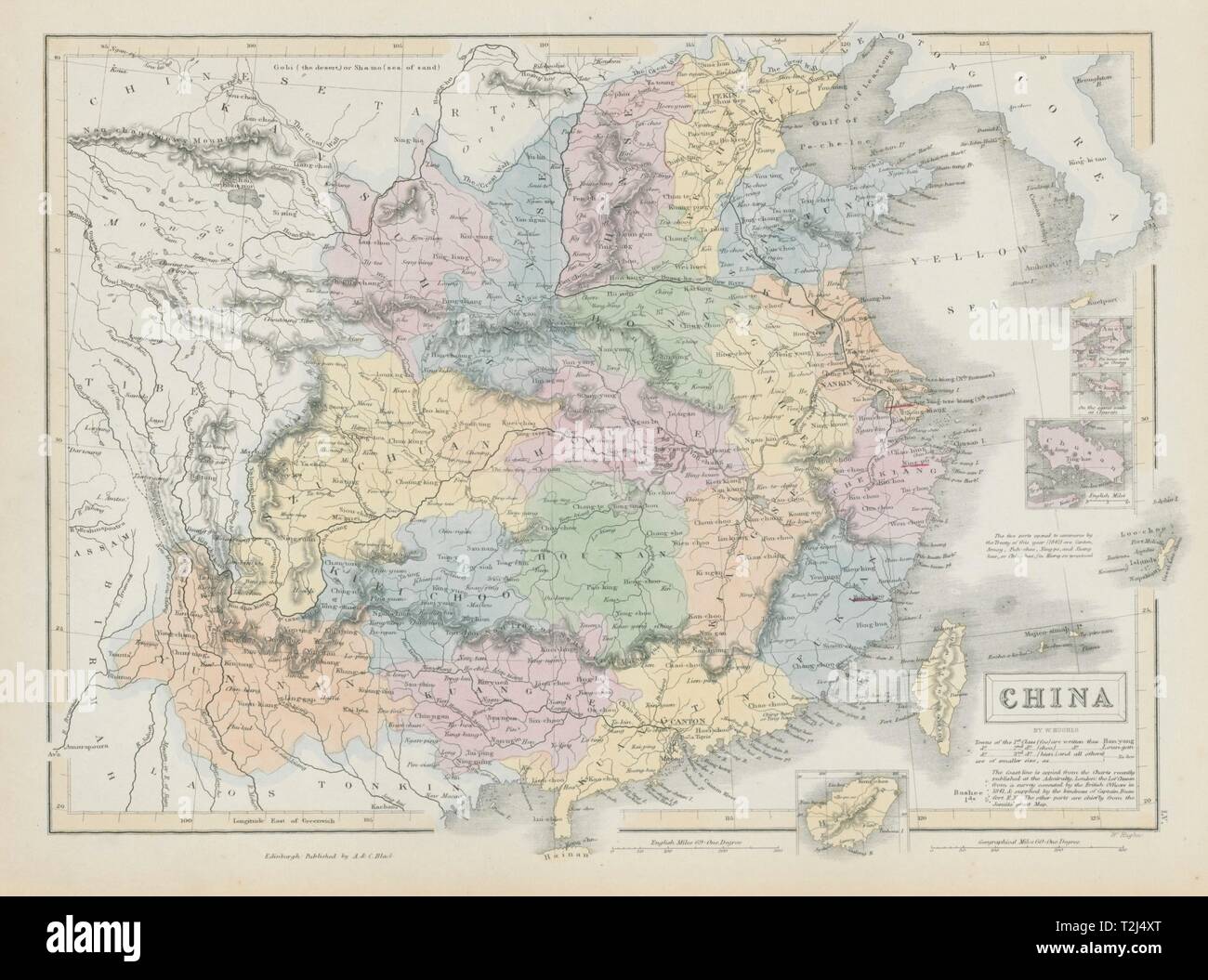 China showing provinces & Great Wall. 1842 Treaty Ports. WILLIAM HUGHES ...