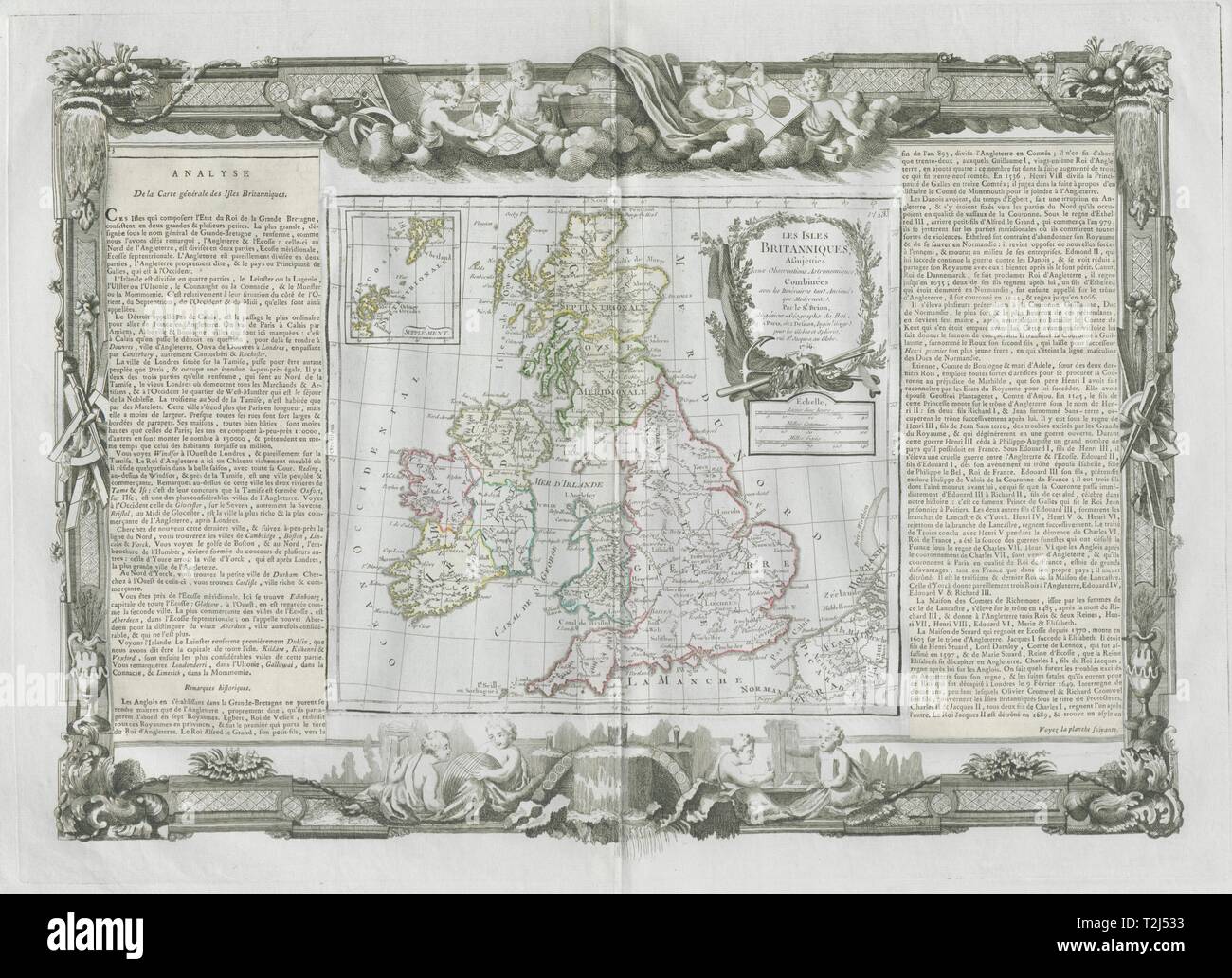 "Les Isles Britanniques". British Isles. DESNOS/DE LA TOUR 1771 old map ...