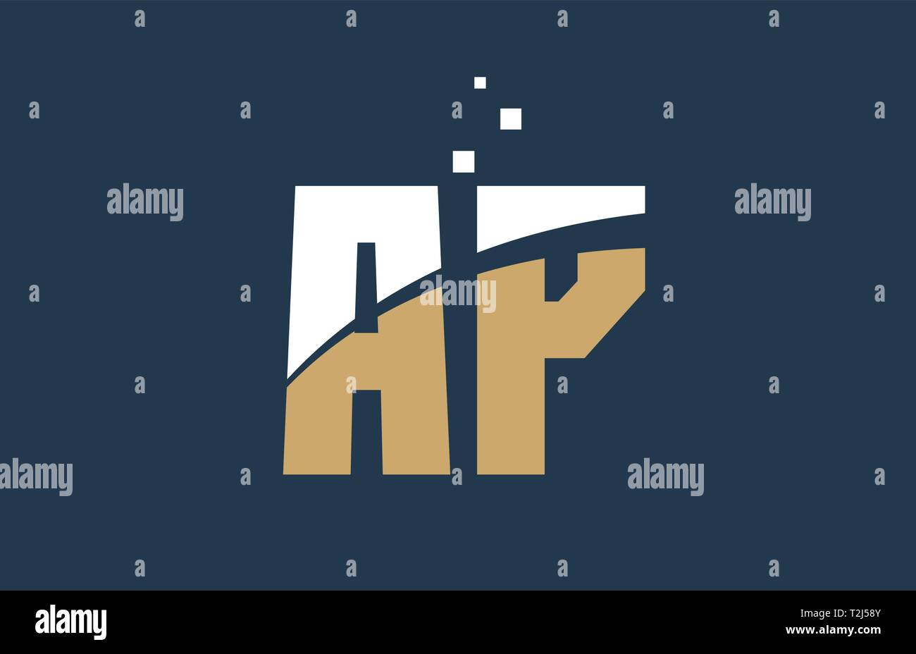 yellow white blue color alphabet letter AP A P logo combination design ...