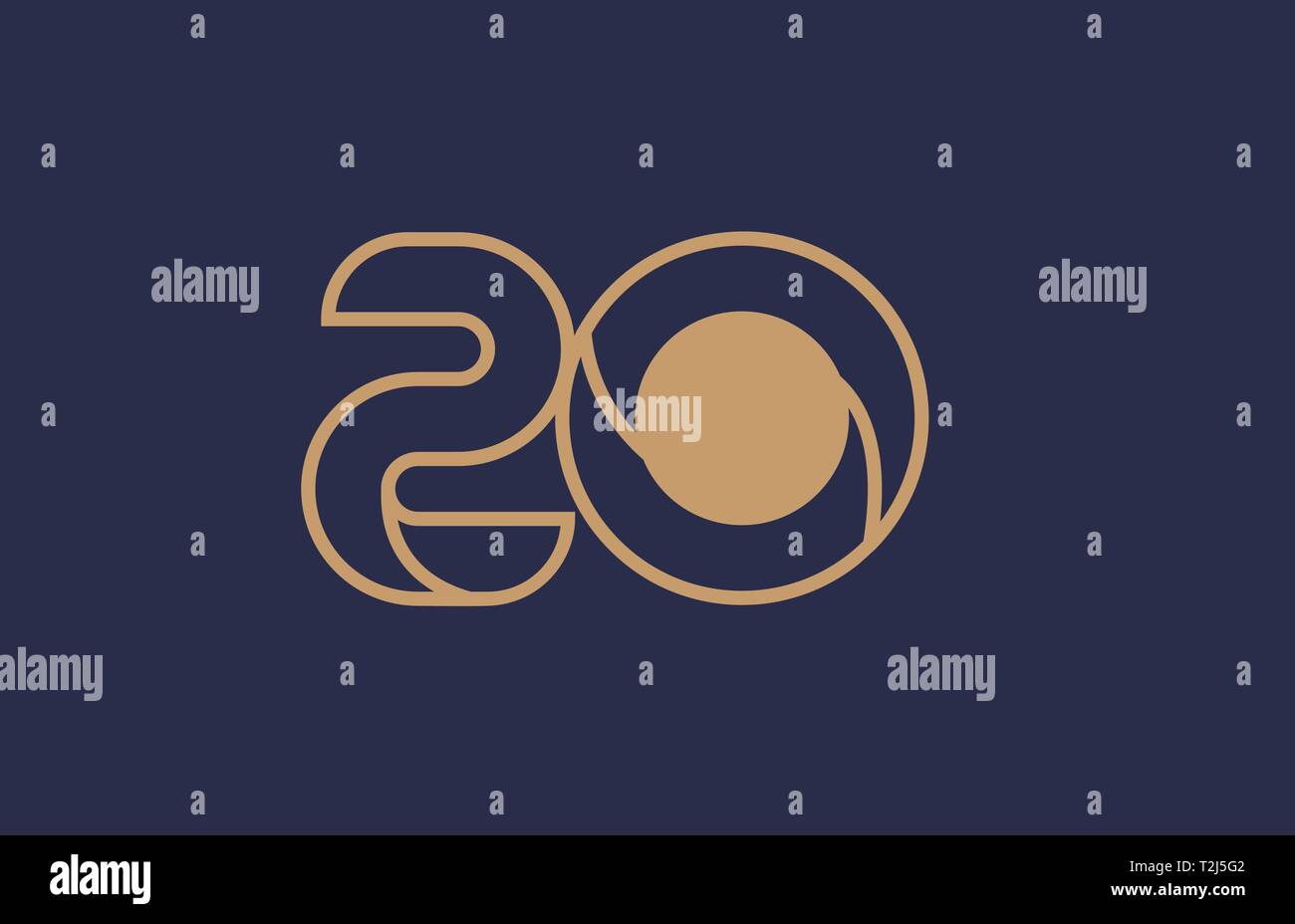 brown blue line number 20 logo icon for a company business or corporate ...