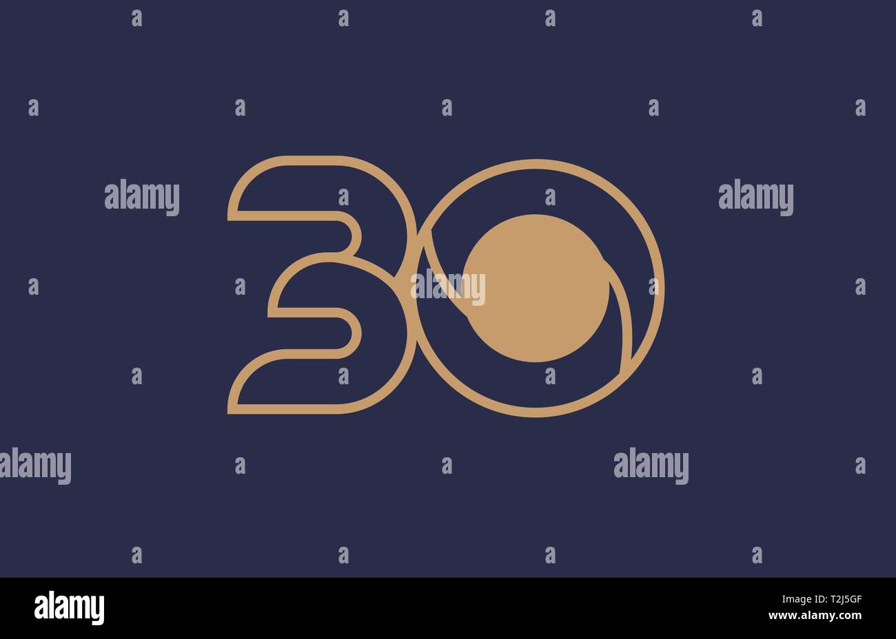brown blue line number 30 logo icon for a company business or corporate ...