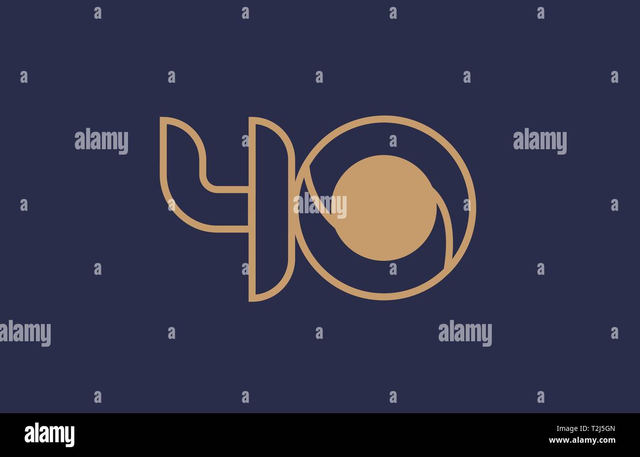 brown blue line number 40 logo icon for a company business or corporate ...
