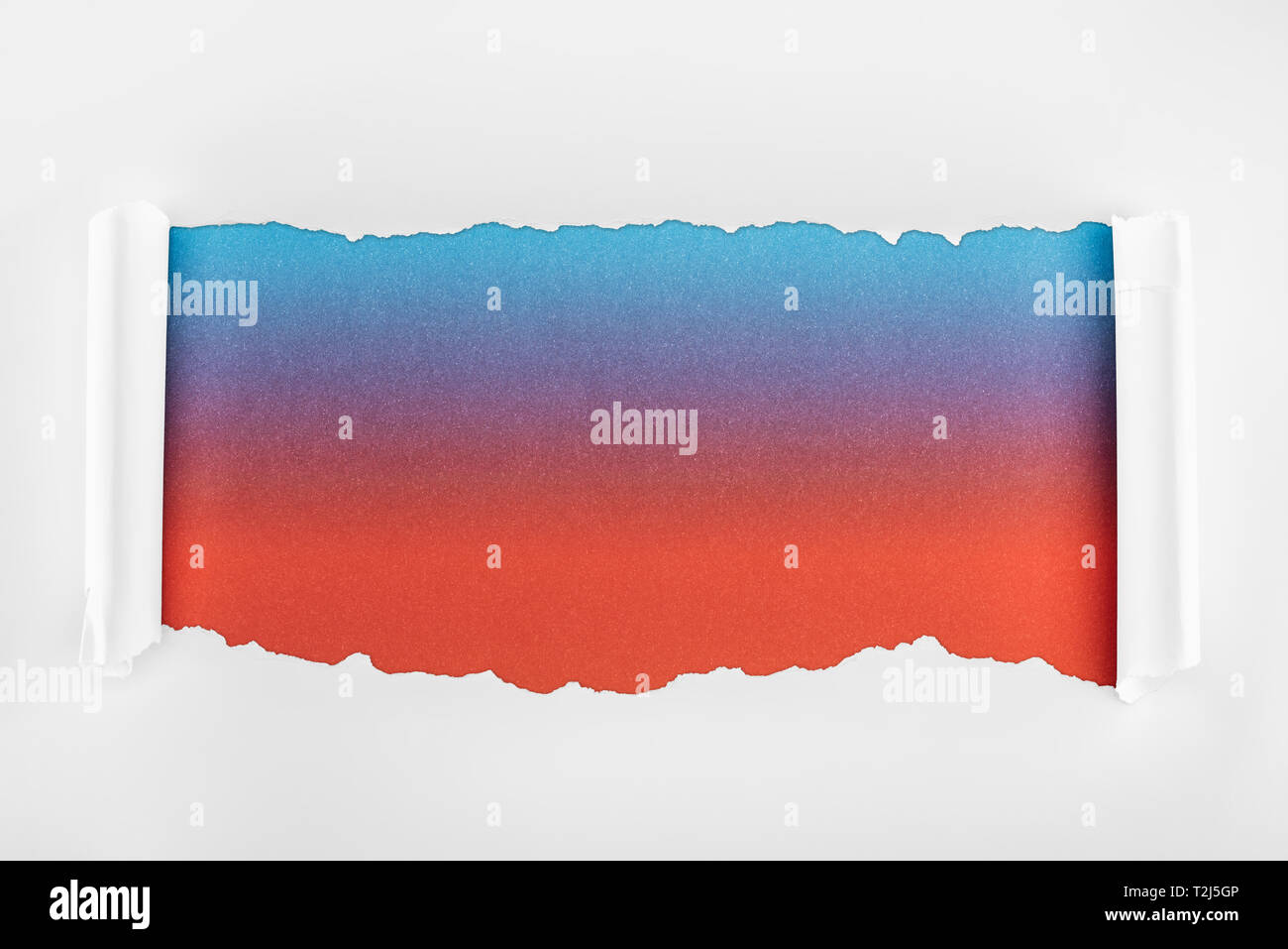 ripped white paper with curl edges on multicolored background Stock ...