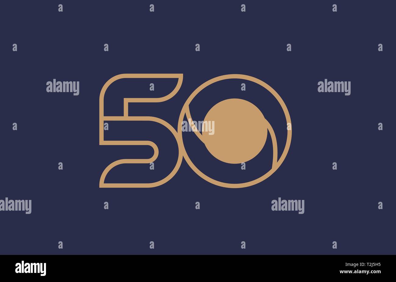 brown blue line number 50 logo icon for a company business or corporate ...
