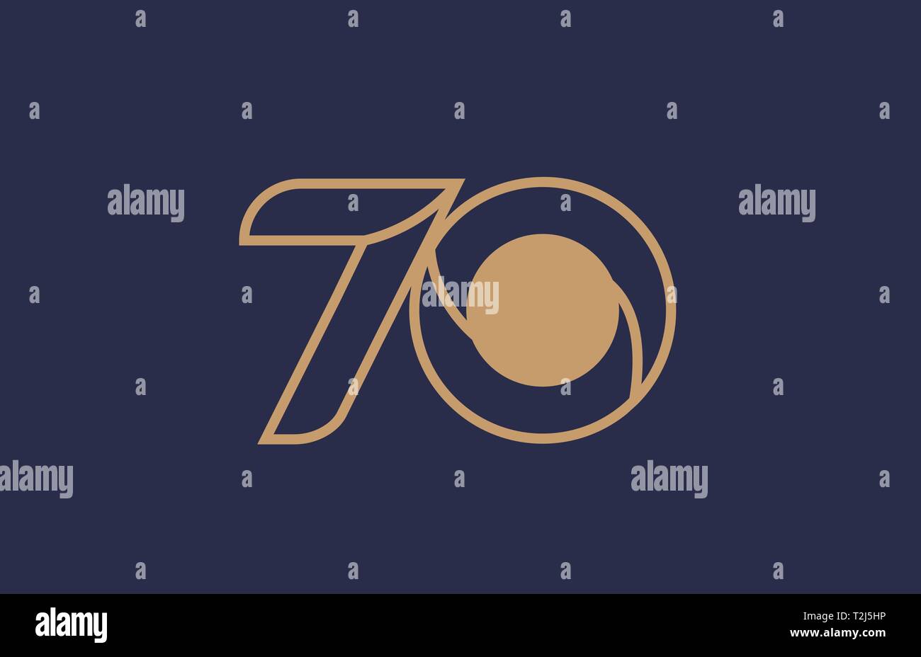 brown blue line number 70 logo icon for a company business or corporate ...