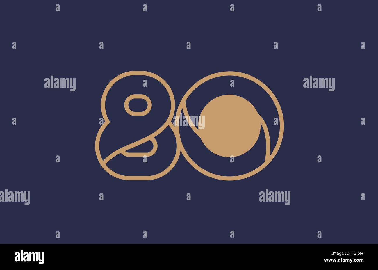 brown blue line number 80 logo icon for a company business or corporate ...