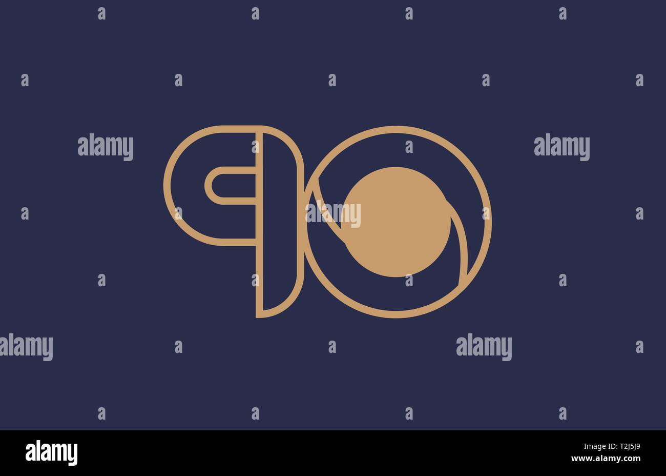 brown blue line number 90 logo icon for a company business or corporate ...