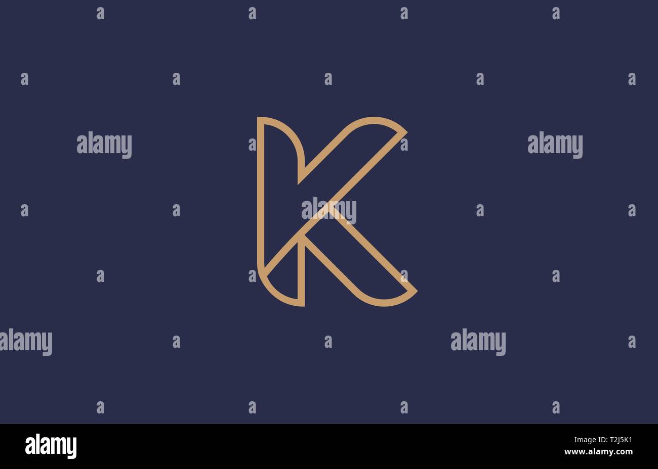 brown blue line alphabet letter K logo icon for a company business or ...