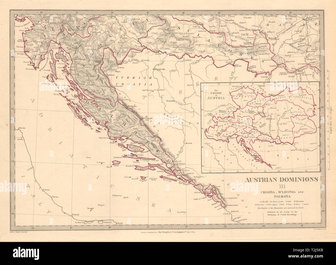 CROATIA. Dalmatia Slavonia Illyria Istria. Index map Austrian empire ...