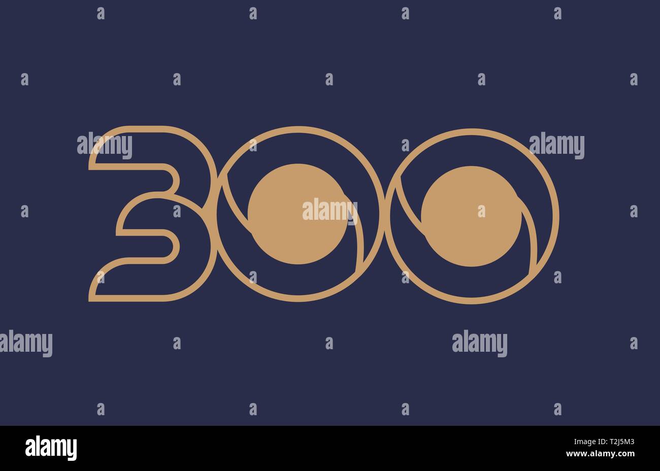 brown blue line number 300 logo icon for a company business or ...