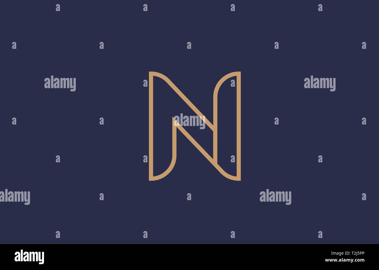 brown blue line alphabet letter N logo icon for a company business or ...