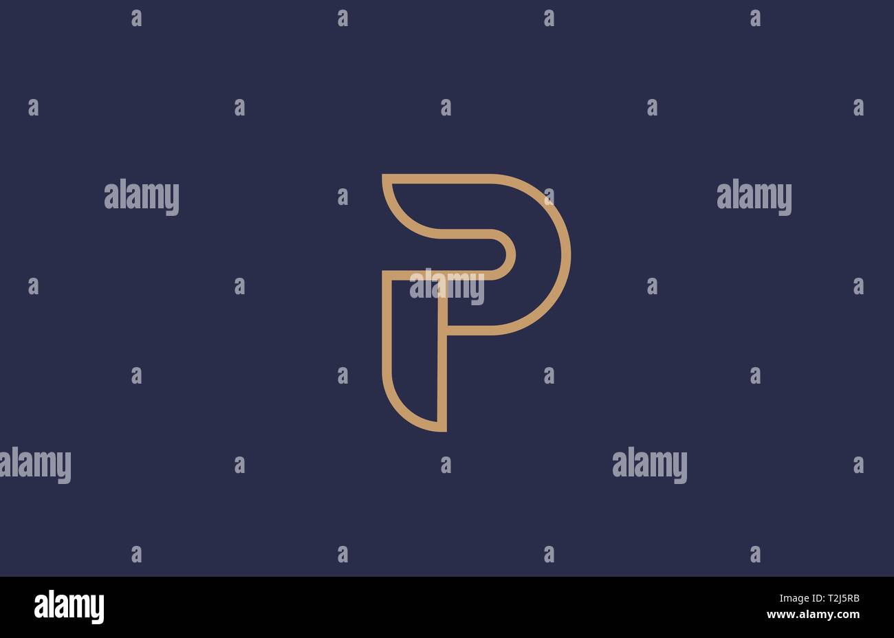 brown blue line alphabet letter P logo icon for a company business or ...
