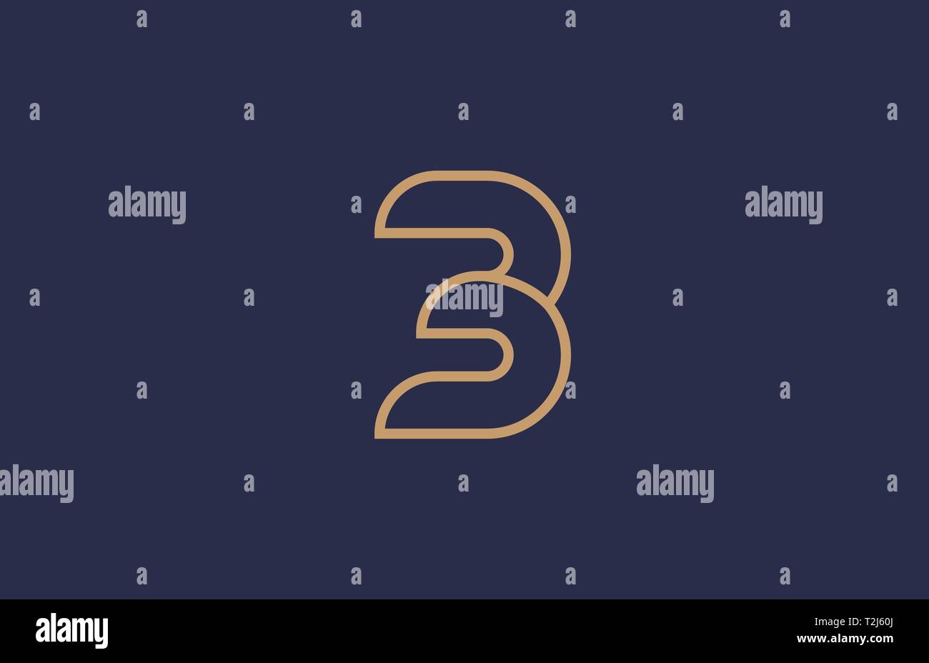 brown blue line number 3 logo icon for a company business or corporate ...