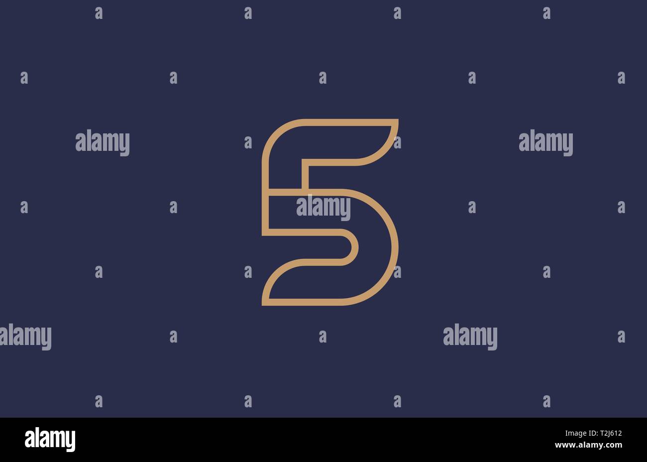 brown blue line number 5 logo icon for a company business or corporate ...