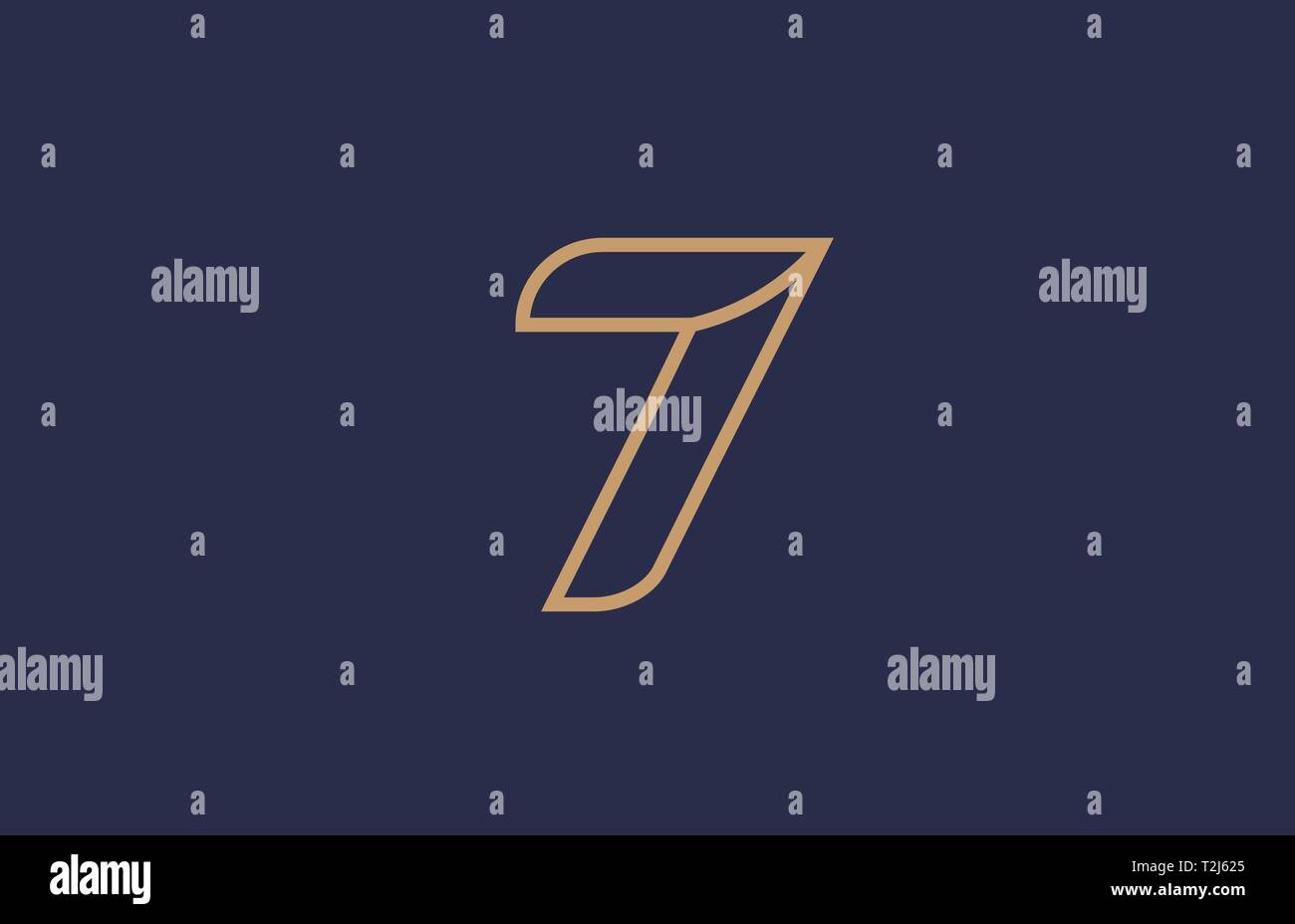 brown blue line number 7 logo icon for a company business or corporate ...