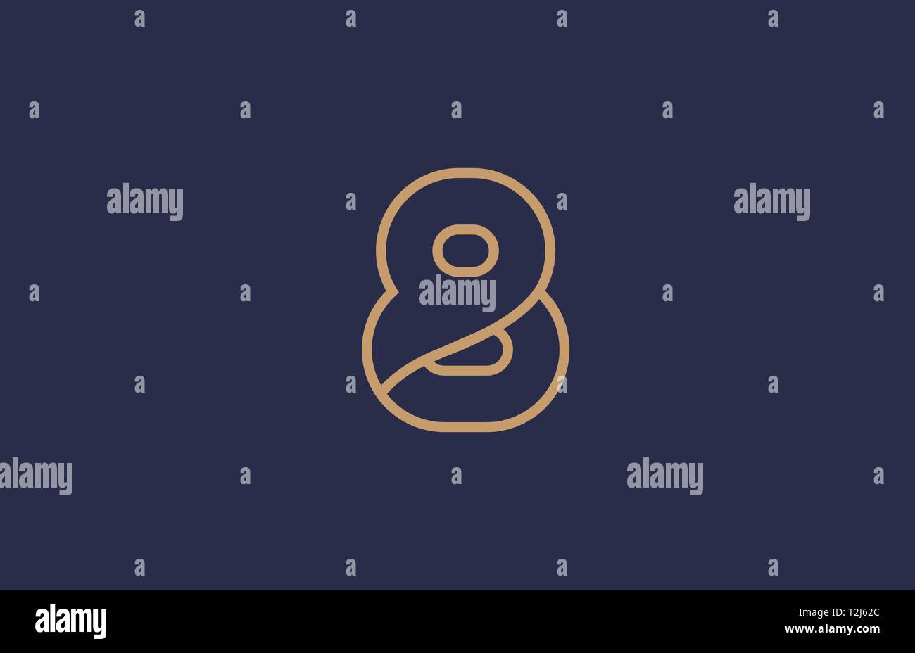 brown blue line number 8 logo icon for a company business or corporate ...