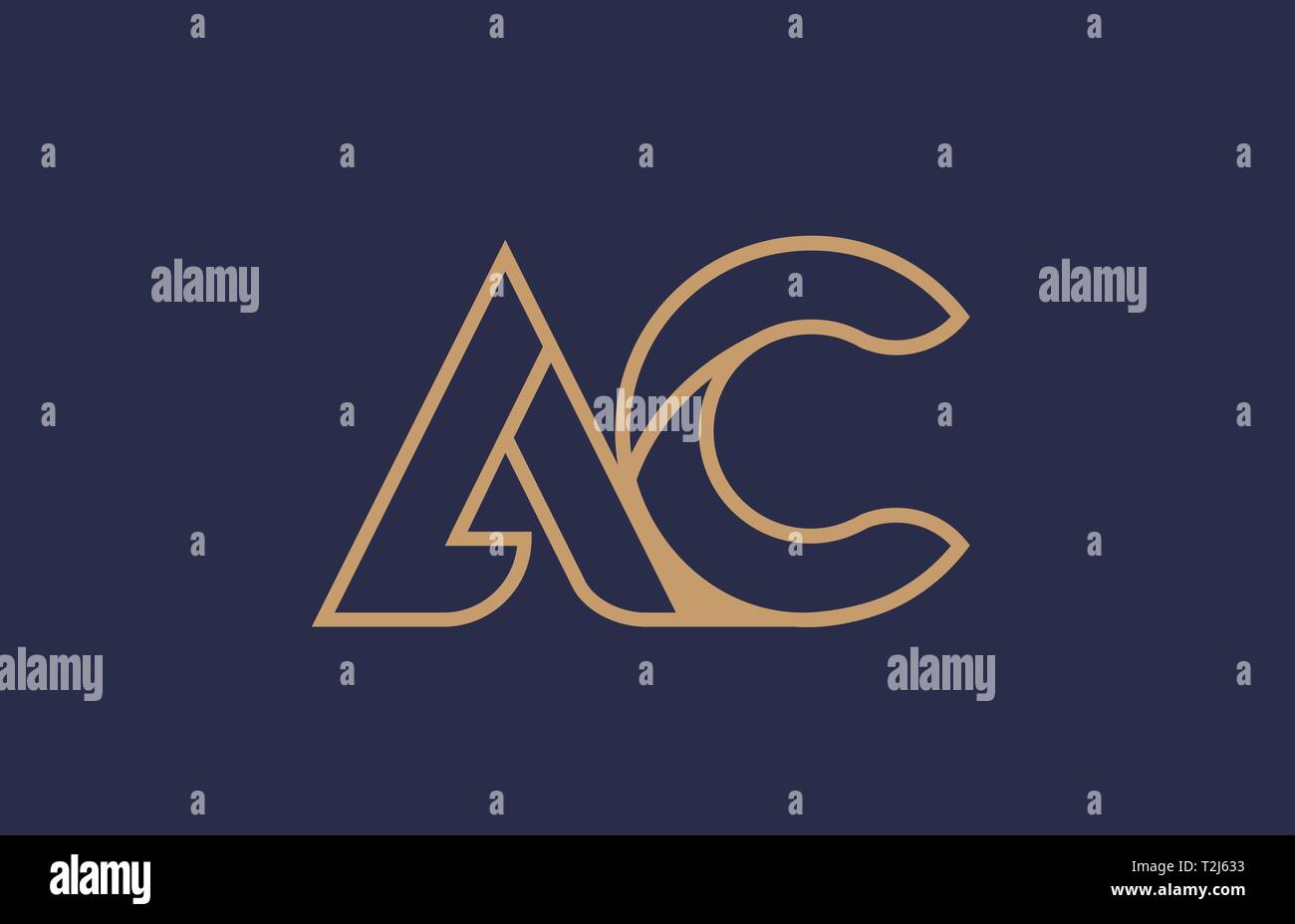 brown blue line alphabet letter AC A C logo combination icon for a ...